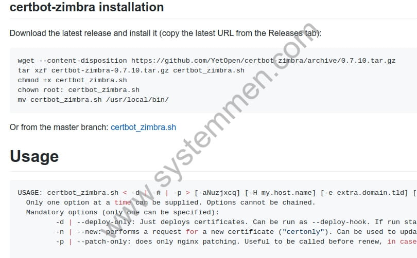 Upgrade to the new version of Certbot Zimbra 0.7.10